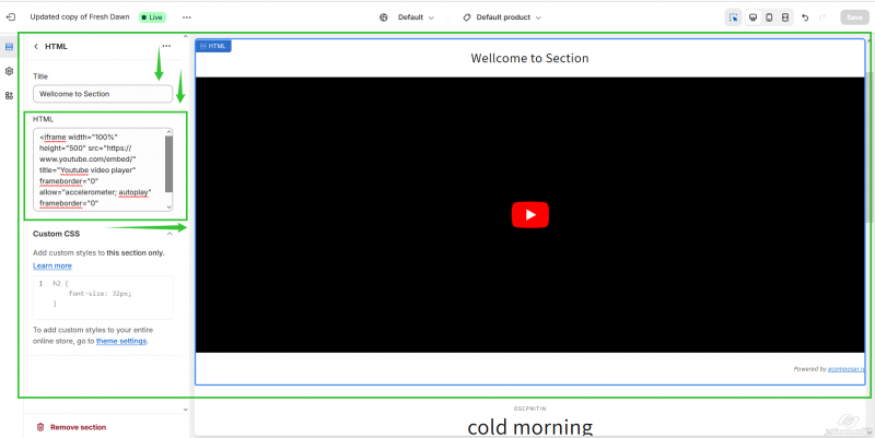 How to Add a Custom HTML Section in Shopify
